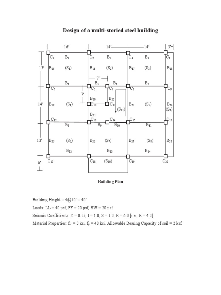 Multi-Storey Steel Building Design | PDF
