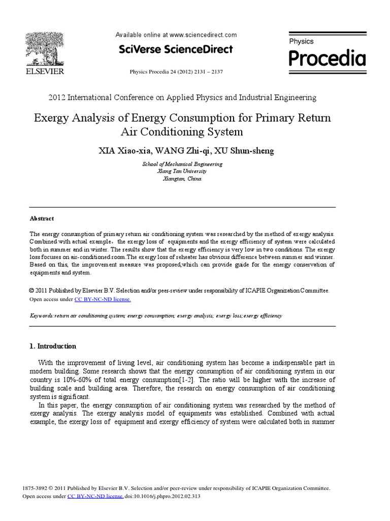 Research Paper | PDF | Exergy | Air Conditioning
