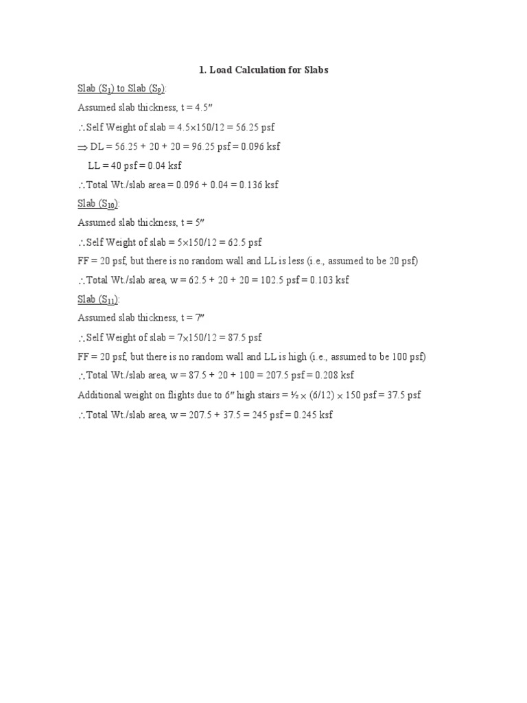 Slab Load Calculations Overview | PDF | Science & Mathematics | History