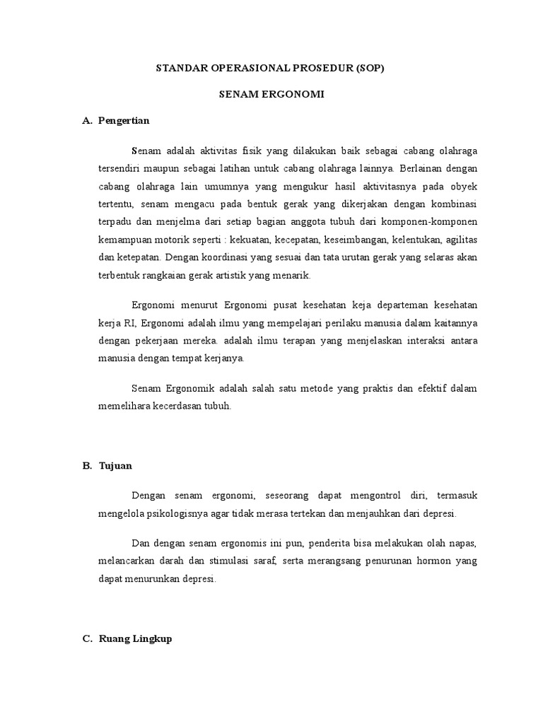 Sop Ergonomi | PDF