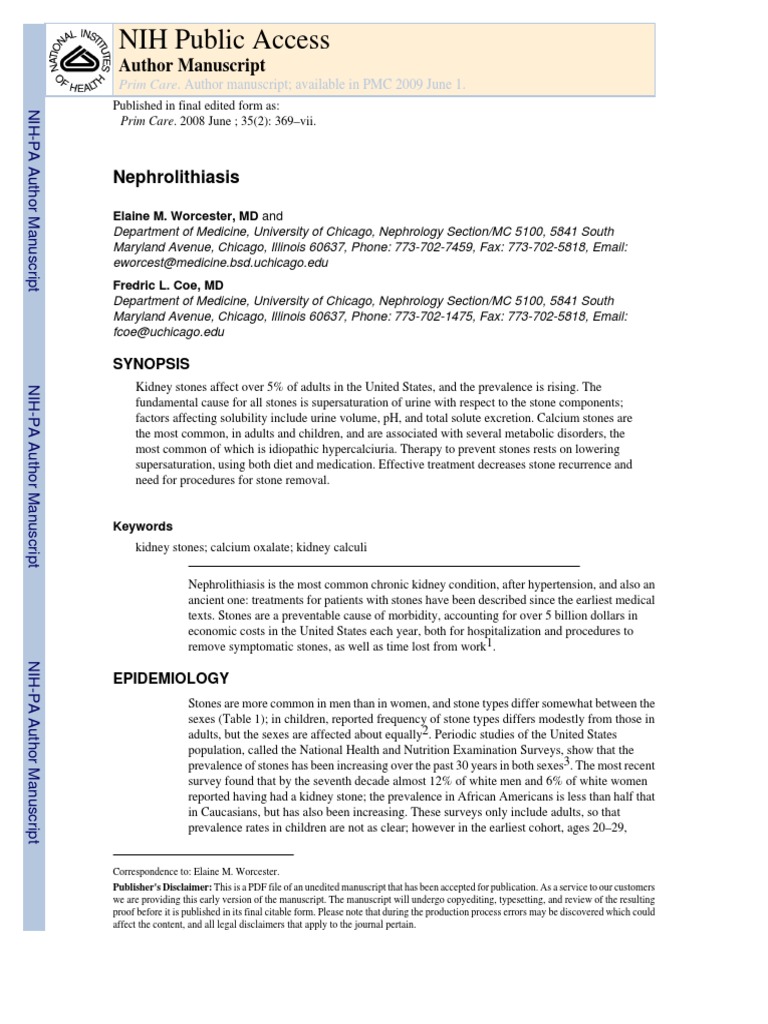 Nephrolithiasis PDF | PDF | Kidney | Urine