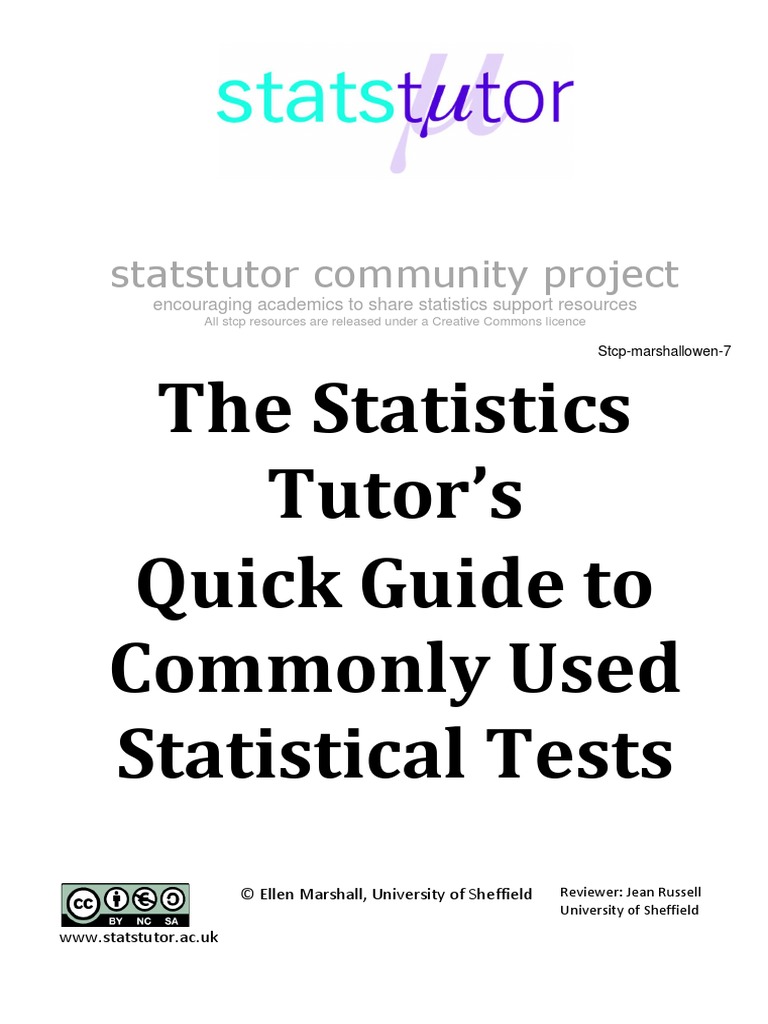 The Statistics Tutor's Quick Guide To Commonly Used Statistical Tests ...