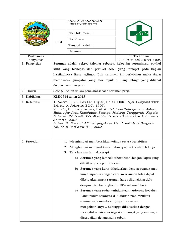 Sop Serumen Prop | PDF