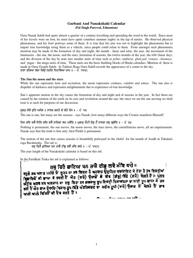 Nanakshahi Calendar Insights and Seasons | PDF | Calendar | Religion ...
