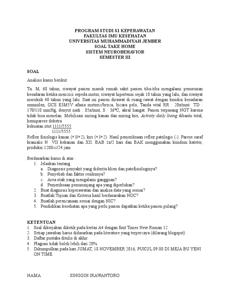 Soal Neurobehavior | PDF | Sains & Matematika