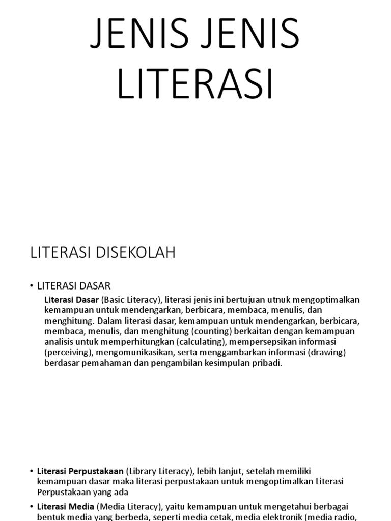 Jenis Jenis Literasi | PDF