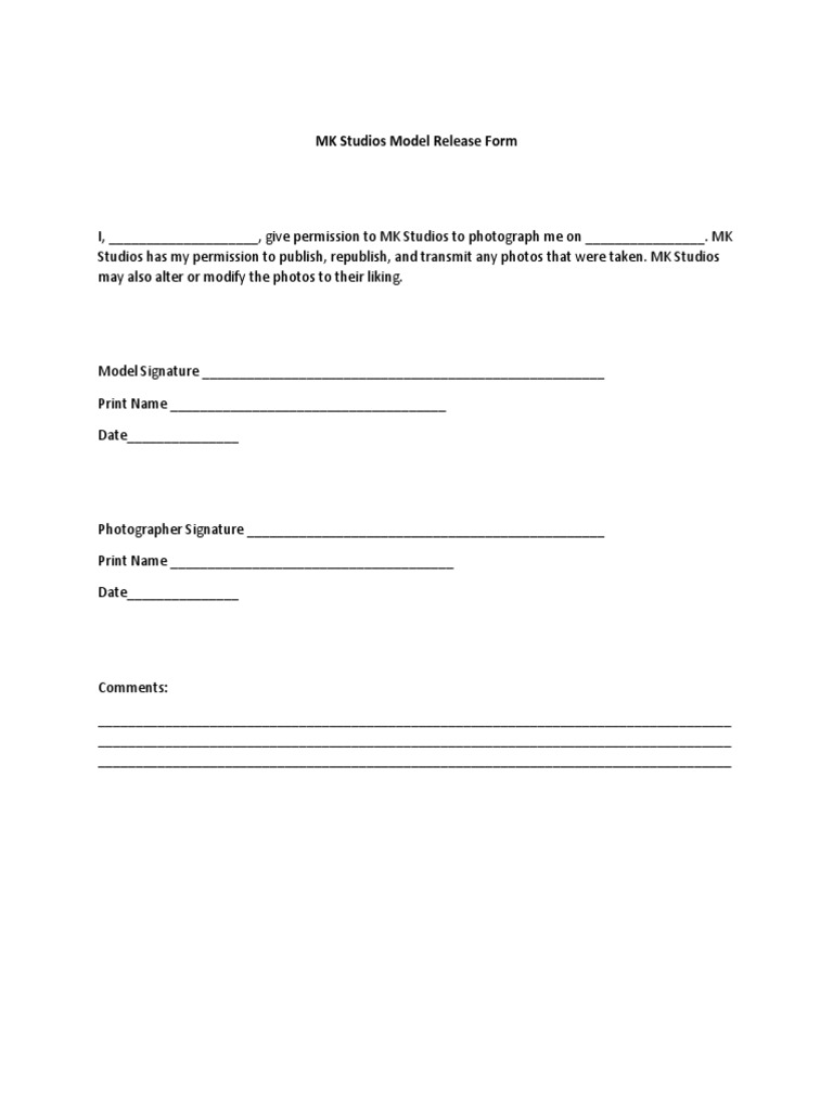 Model Release Form | PDF | Career & Growth