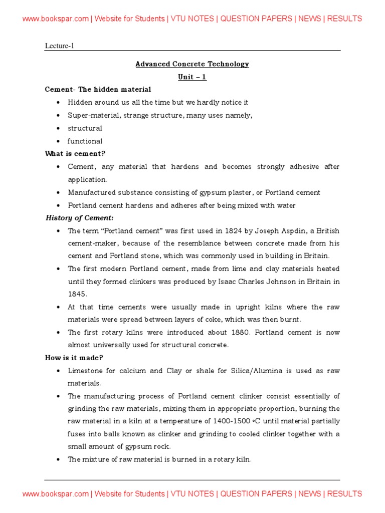 Advanced Concrete Technology UNIT 1 | PDF | Concrete | Composite Material