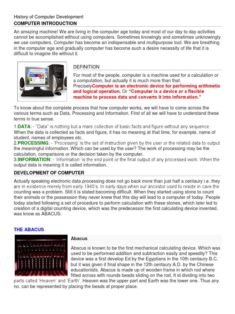 History of Computer Development | PDF | Integrated Circuit | Microprocessor