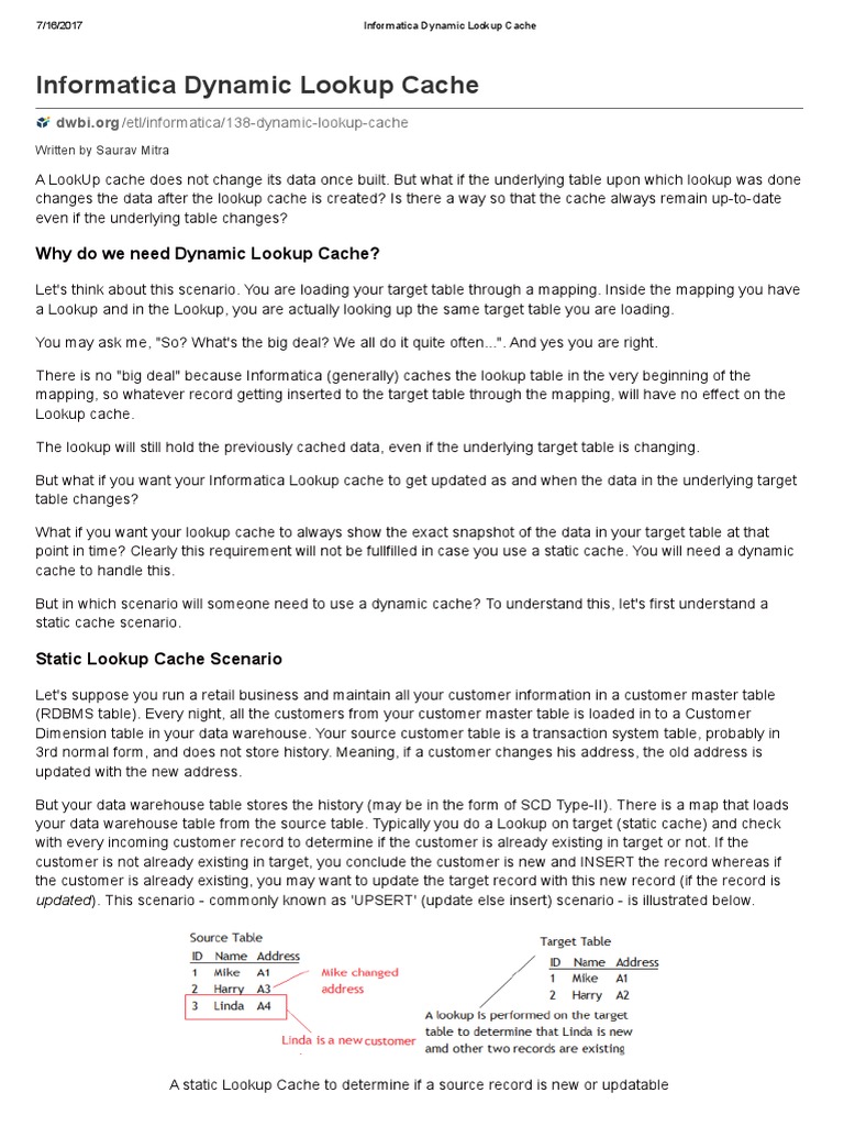Informatica Dynamic Lookup Cache PDF | PDF | Cpu Cache | Information Technology Management