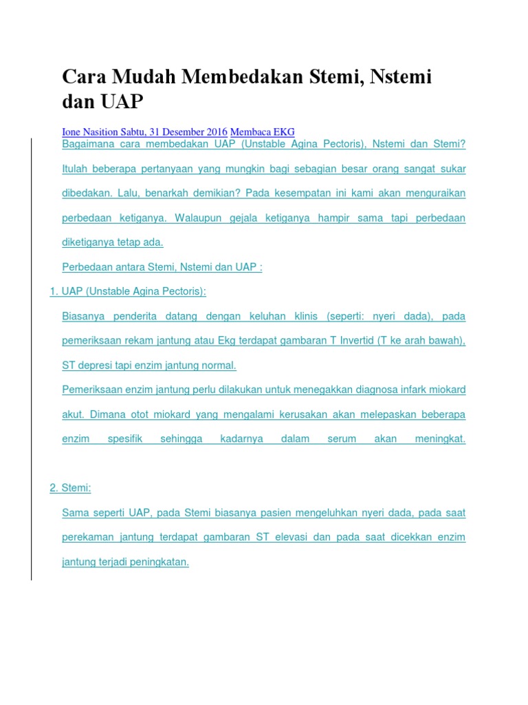 Perbedaan Stemi, Nstemi, dan UAP | PDF | Pengembangan Diri