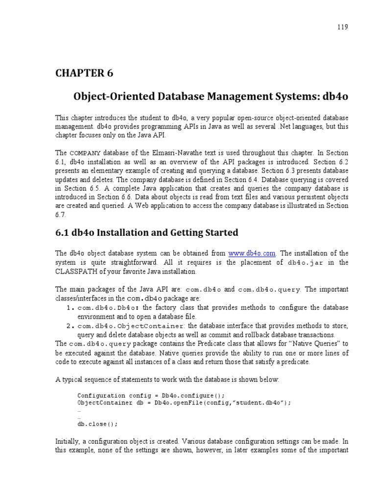 Object Oriented Database Management Systems | PDF | Java Servlet | Application Programming Interface