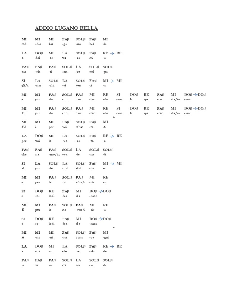 Addio Lugano Bella | PDF