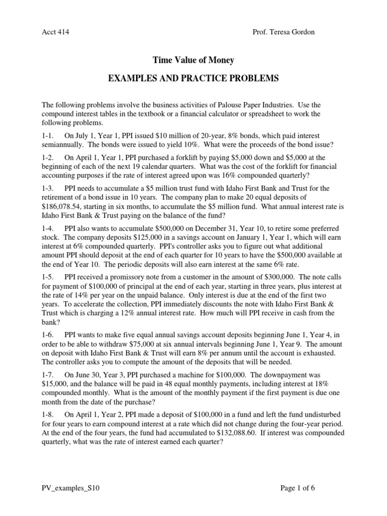 PV Examples S10 | PDF | Present Value | Interest
