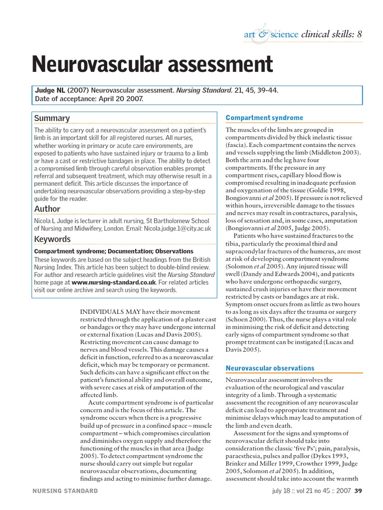 NeuroVas Assessment PDF | PDF | Pulse | Paresthesia