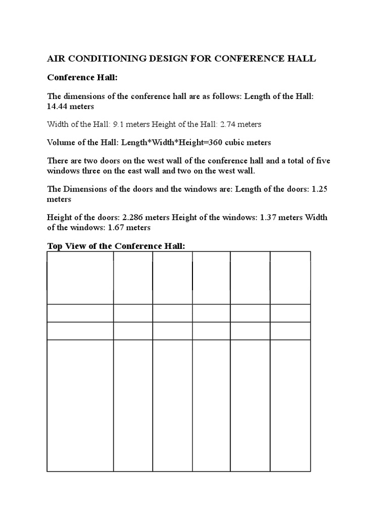 Air Conditioning Design for Conference Hall | PDF | Gas Compressor ...