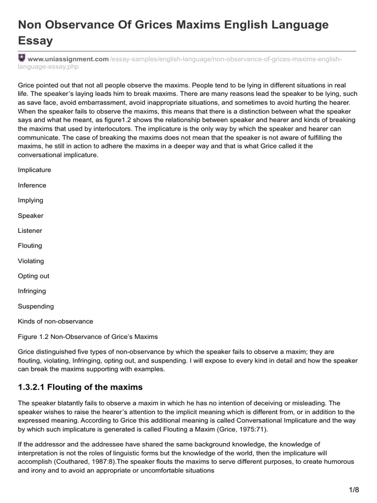 Flouting And Violating Maxims Examples Online Offers ...