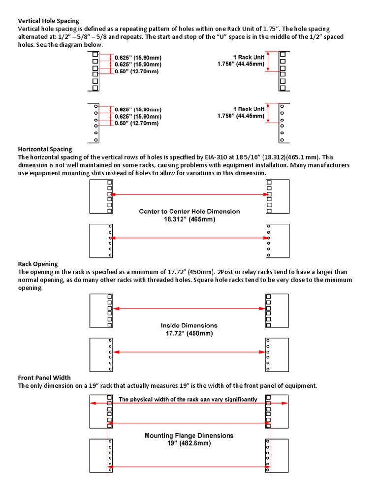 IT EIA 310 Rack Dimensions