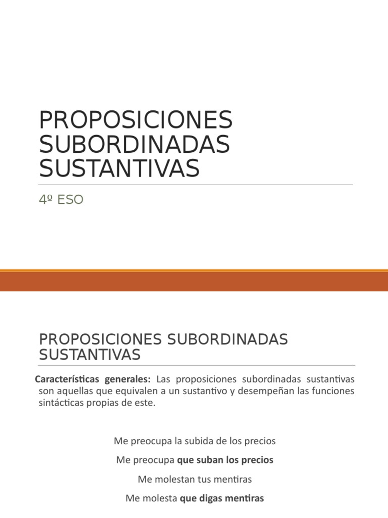 Proposiciones Subordinadas Sustantivas | PDF | Oración (Lingüística ...