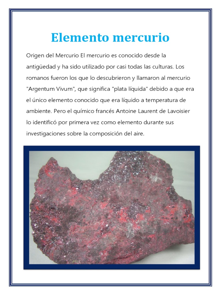 Elemento Mercurio | PDF | Mercurio (Elemento) | Elementos químicos
