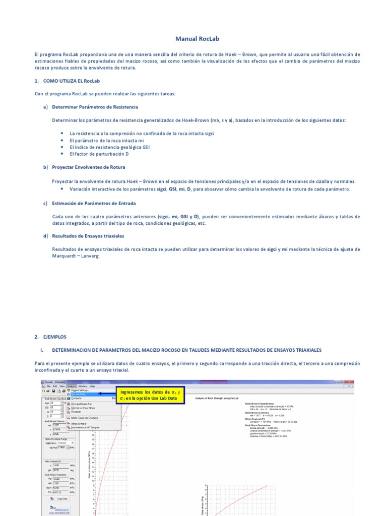 Guía para el análisis de estabilidad de taludes rocosos mediante el programa RocLab | PDF ...