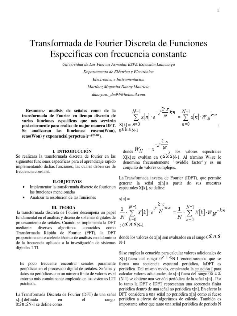 Transformada Discreta de Fourier | PDF | Transformada discreta de Fourier | Enseñanza de matemática
