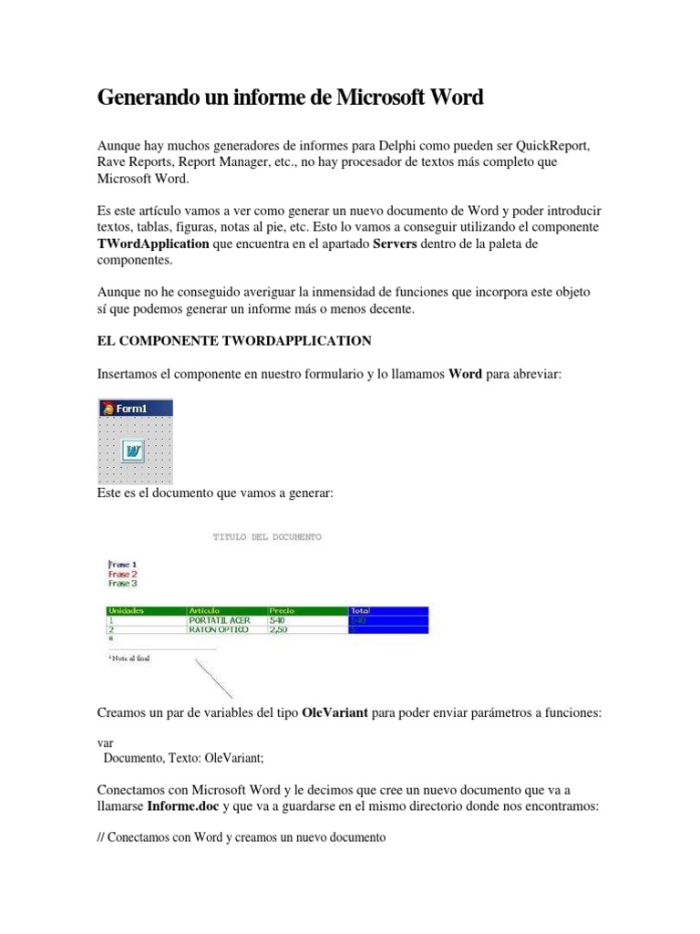 Generando Un Informe de Microsoft Word | PDF