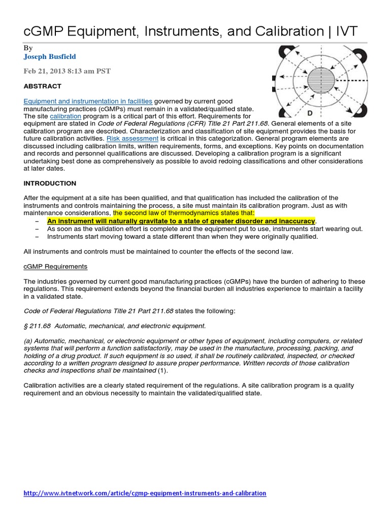 CGMP Equipment, Instruments, and Calibration | PDF | Calibration ...