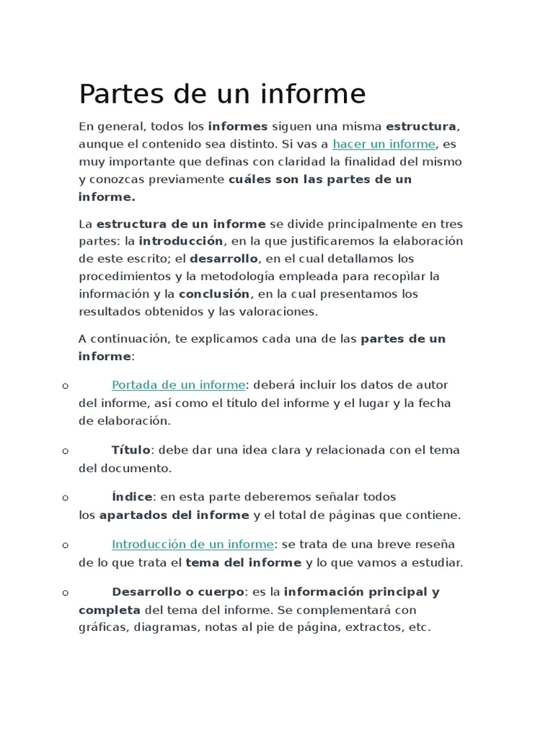 Partes de Un Informe | Bibliografía | Artes (general)