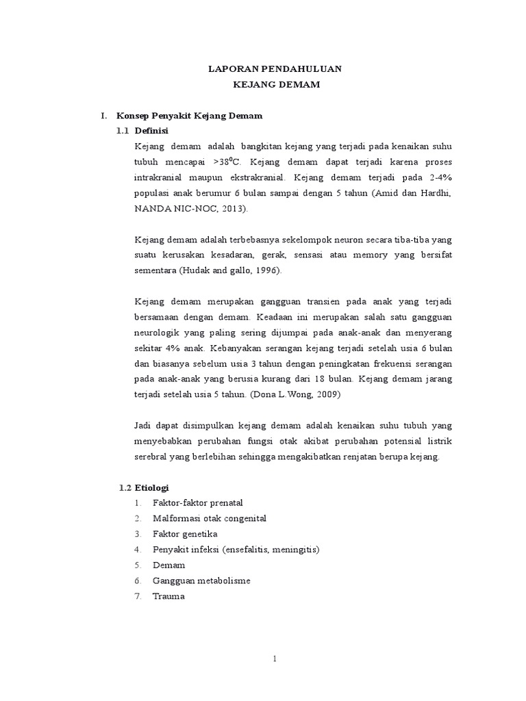 Laporan Kejang Demam pada Anak | PDF | Kesehatan Holistik | Sains ...