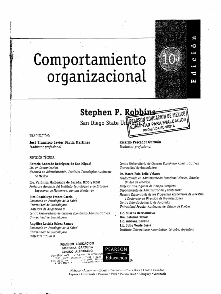 Comportamiento Organizacional - Steven Robbins 10 Ed | PDF