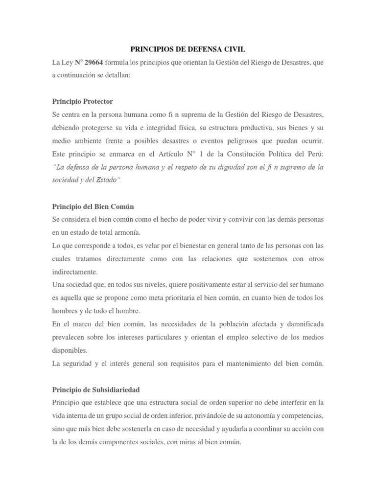 Principios de Defensa Civil para Niños | PDF | Defensa Civil | Bien común