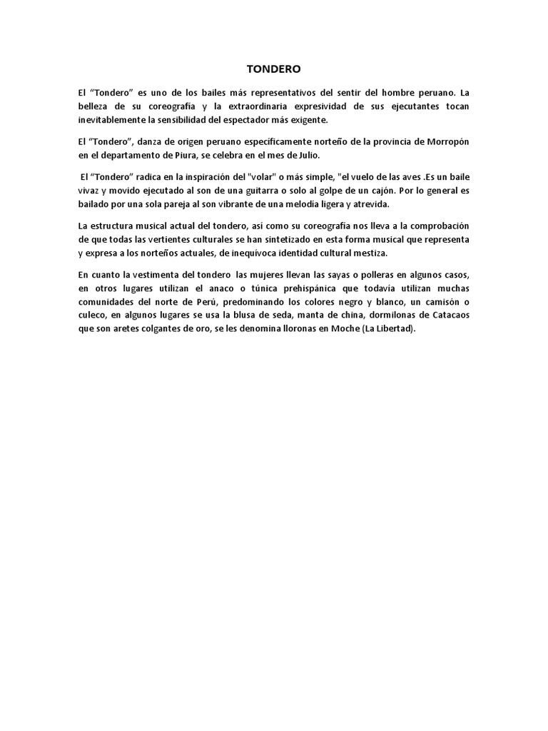 Reseña Del Tondero | PDF