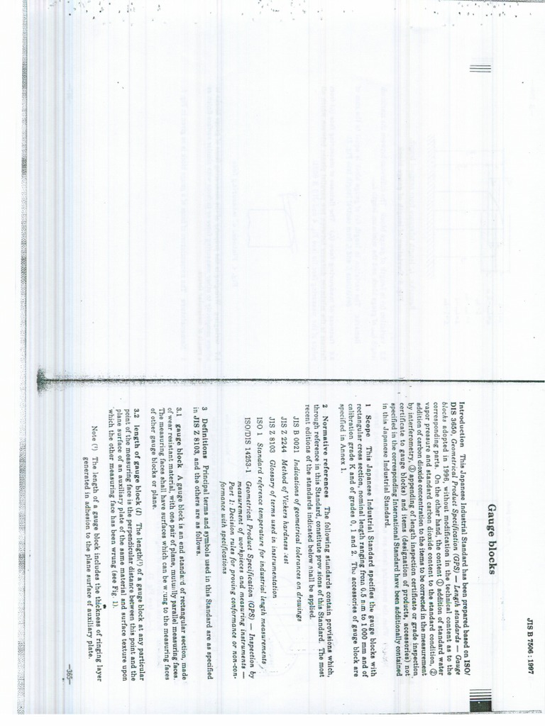 JIS B 7506 1997 Gauge Blocks | PDF