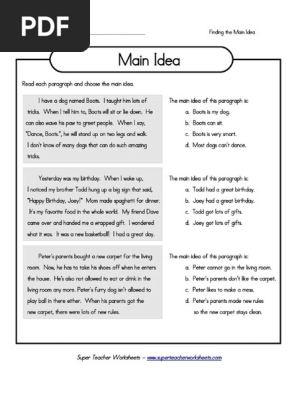 Main Idea Multiple Choice Worksheets 721764 | Main Idea And Details