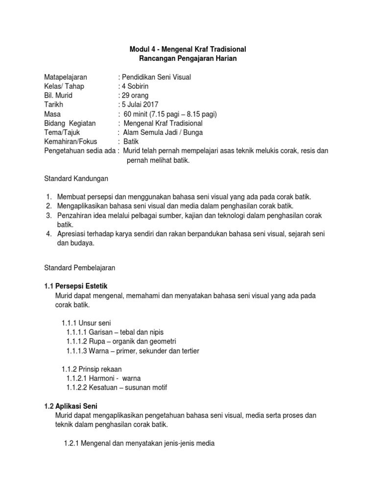 Panduan Batik Resis untuk Kelas 4 | PDF