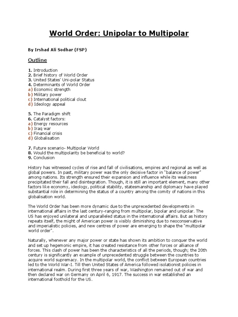 World Orde Unipoler To Multipolar | PDF | Polarity (International ...