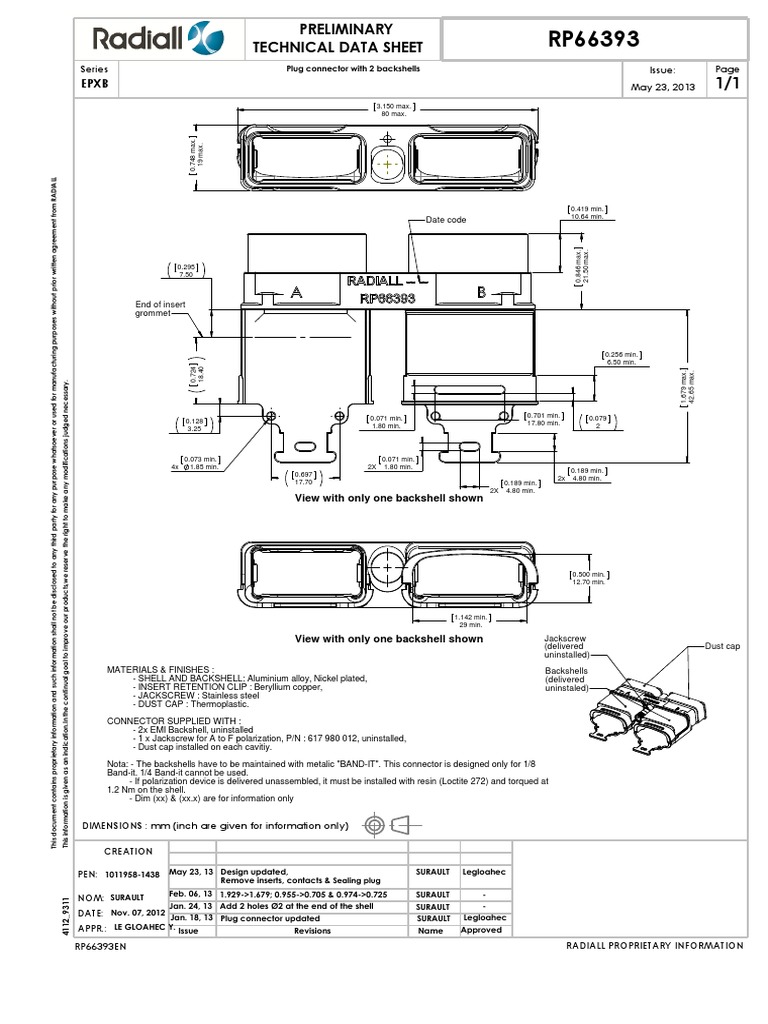 RADIALL - RP66393 Plug With Backshell Cap | PDF | Electrical Connector ...