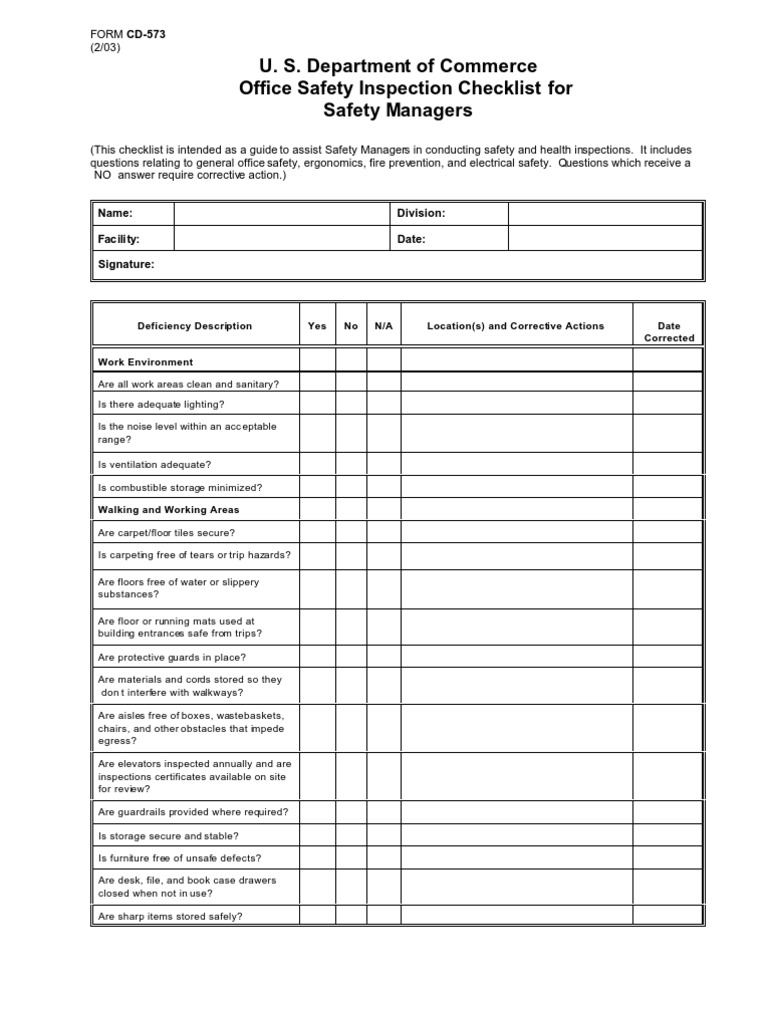 Safety Inspection Checklist | PDF | Ac Power Plugs And Sockets | Fire ...