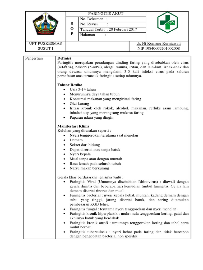 Faringitis: Jenis dan Penanganannya | PDF