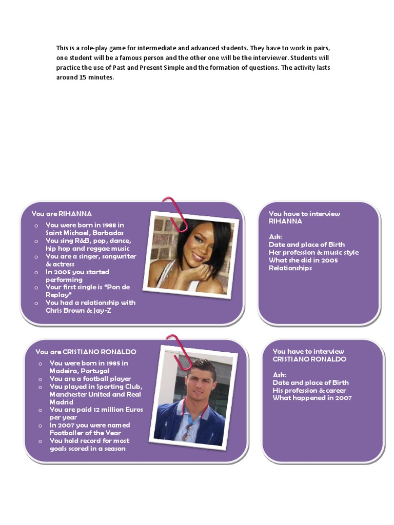 Role Play Famous People | Download Free PDF | Leisure | Entertainment ...