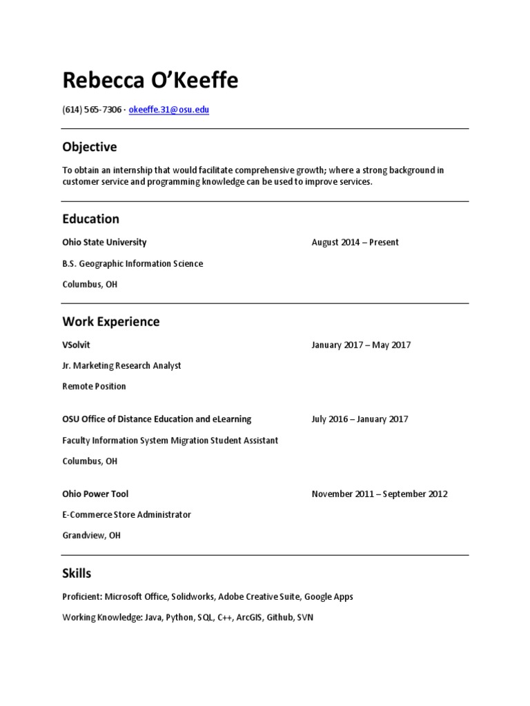 Rebecca O'Keeffe Resume PDF | PDF | Business