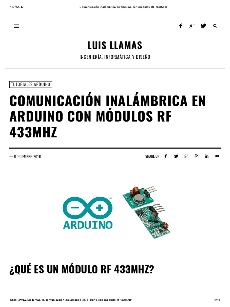 Comunicación Inalámbrica en Arduino Con Módulos RF 433MHz | PDF ...
