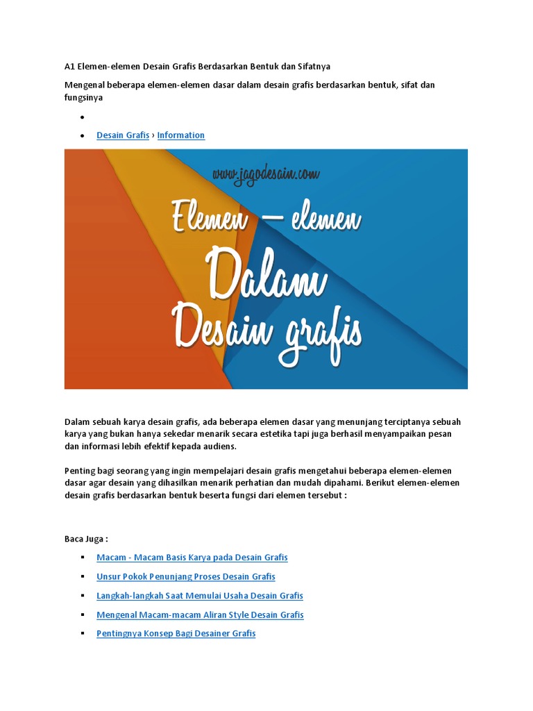 A1 Elemen Desain Grafis Berdasarkan Sifatnya | PDF