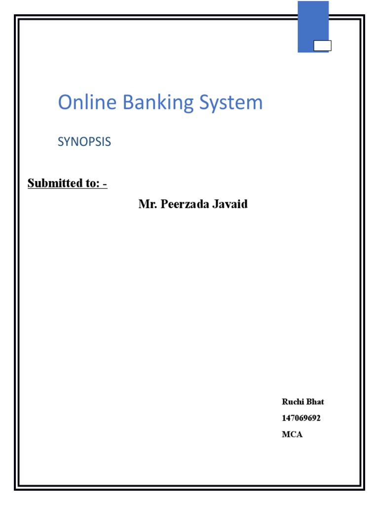 Online Banking Synopsis PHP | PDF | Online Banking | Banks & Banking