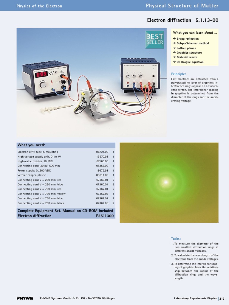 LEP5113 - 00 Electron Diffraction | PDF | Diffraction | Electron