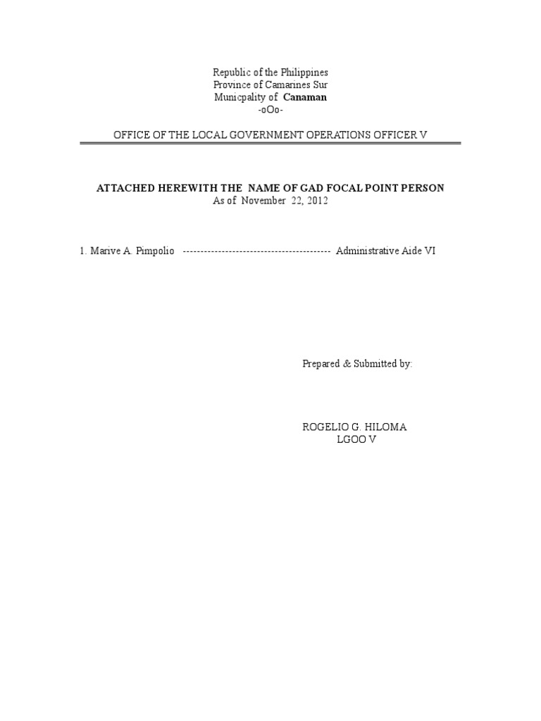 GAD Focal Person | PDF