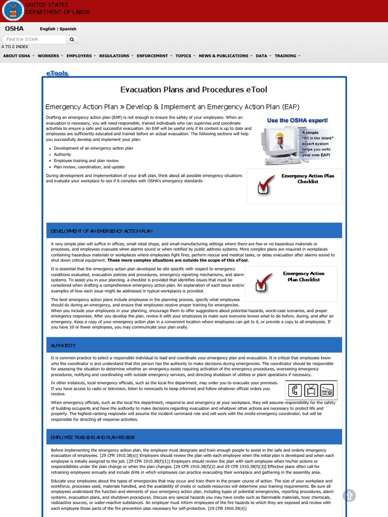 Evacuation Plans and Procedures ETool - Emergency Action Plan - Develop ...