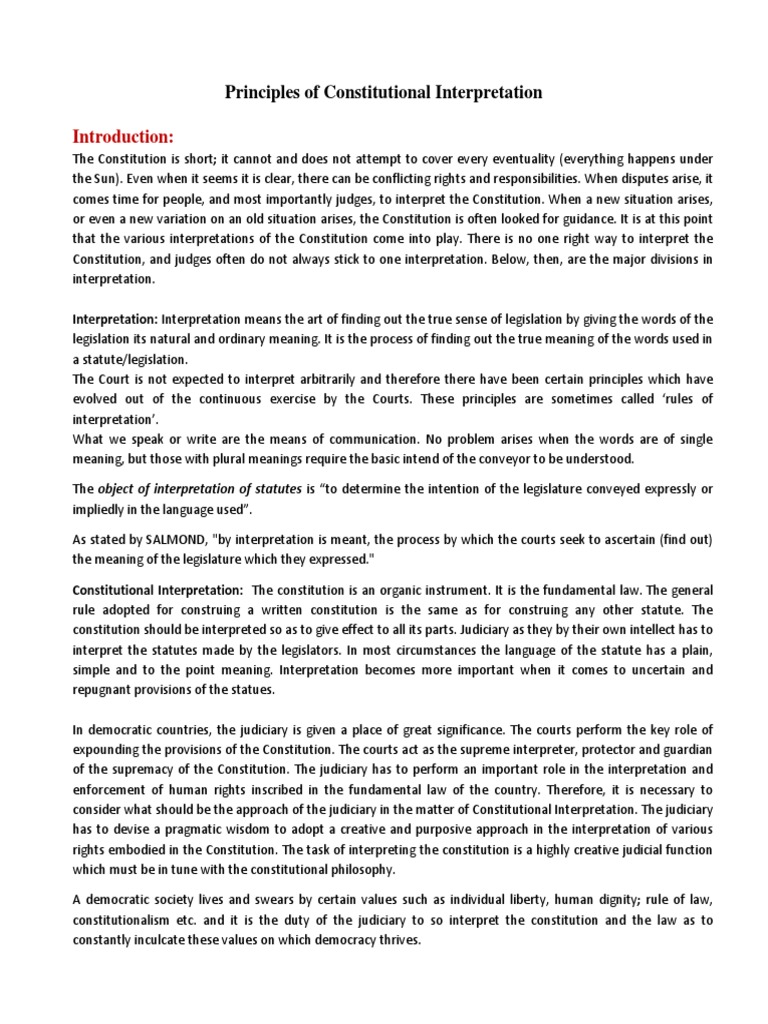 Principles of Constitutional Interpretation | PDF | United States ...