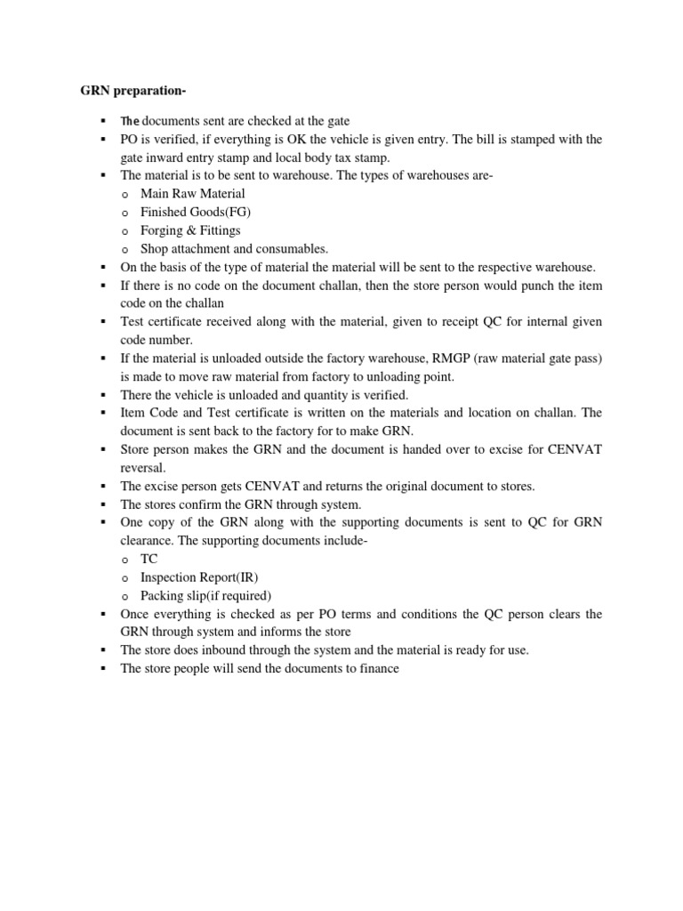 GRN Preparation | PDF